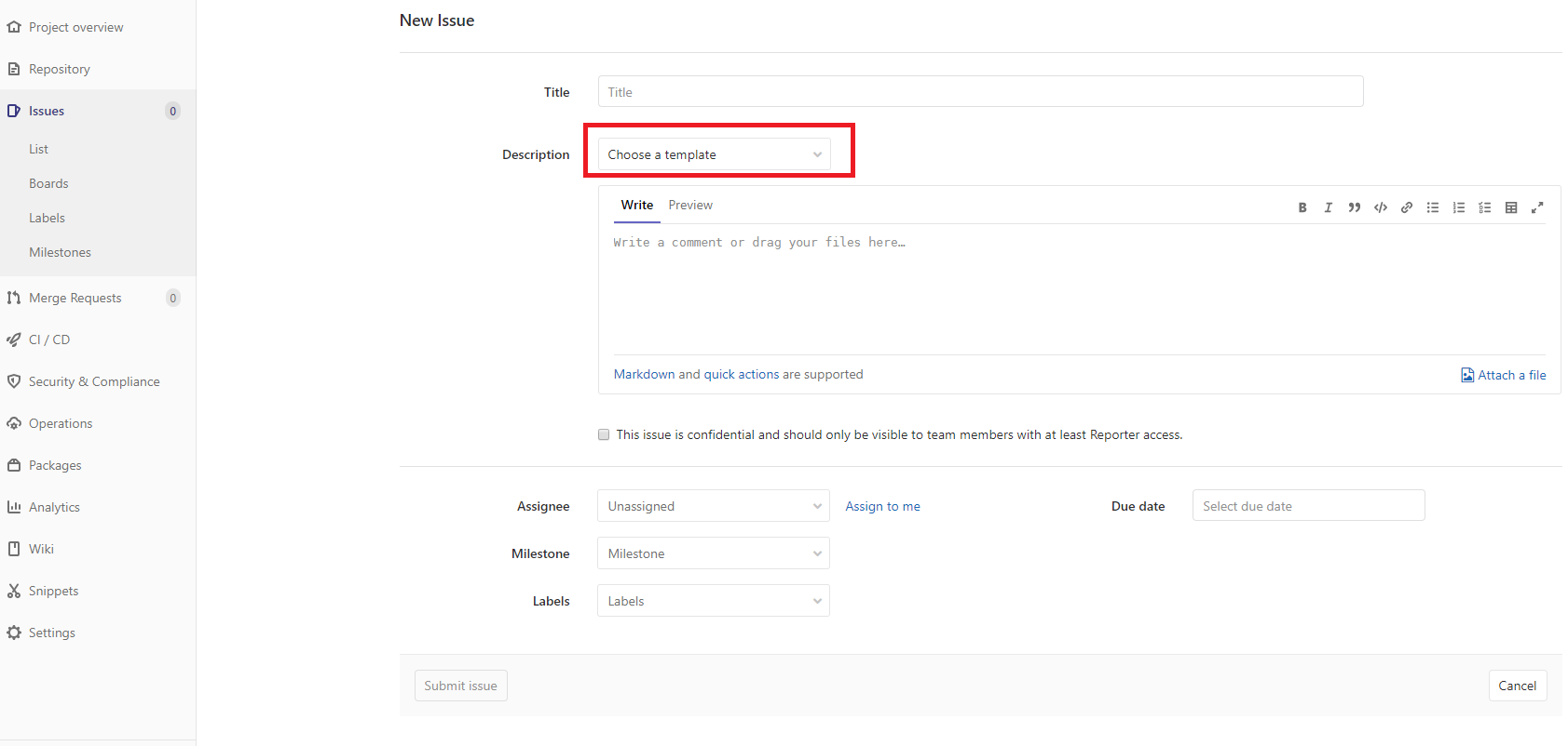【個人開発でGitLab】テンプレートでissue作成を効率化