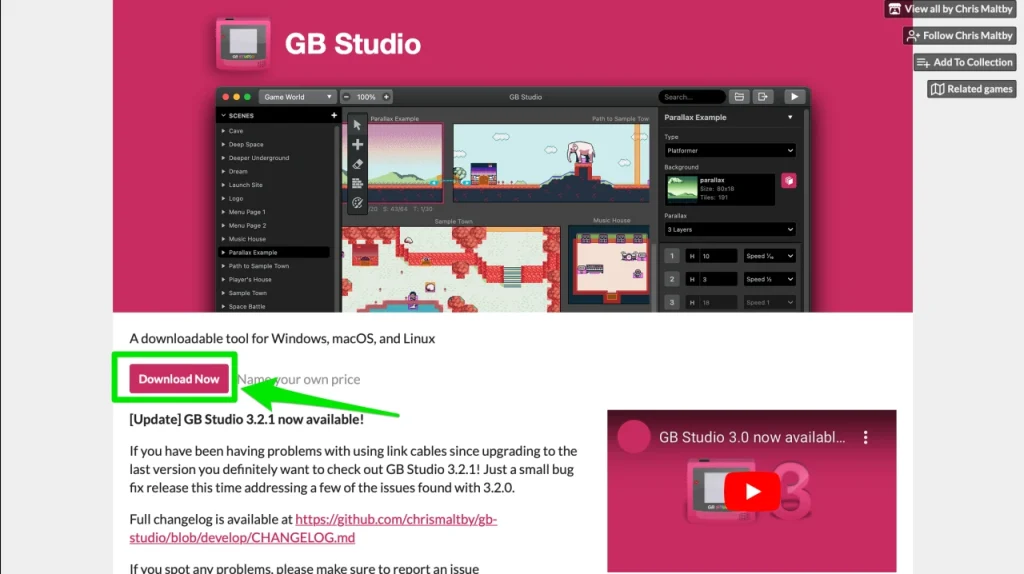 【GB Studio】インストールしてサンプルゲームを起動するまでの手順